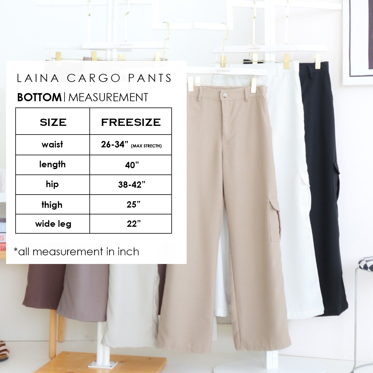 LAINA CARGO PANTS – LATTE – DLARAAISHAH